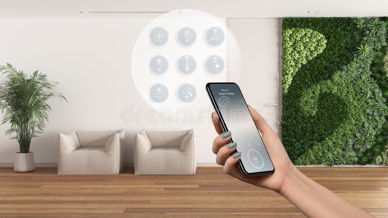 Smart Home Technology Interface on Phone App, Augmented Reality ...