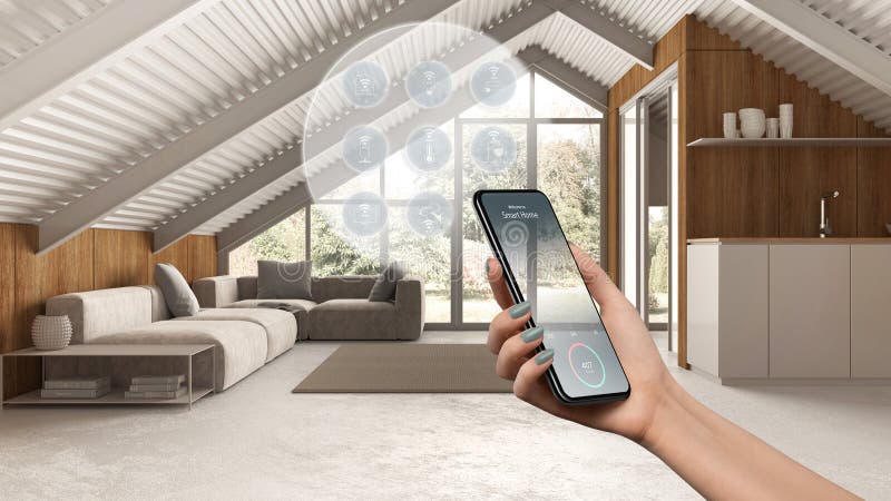 Smart Home Technology Interface on Phone App, Internet of Things ...