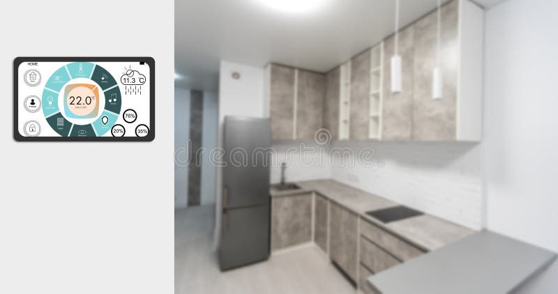 Smart Home Technology Interface on Smartphone App Screen with Augmented ...