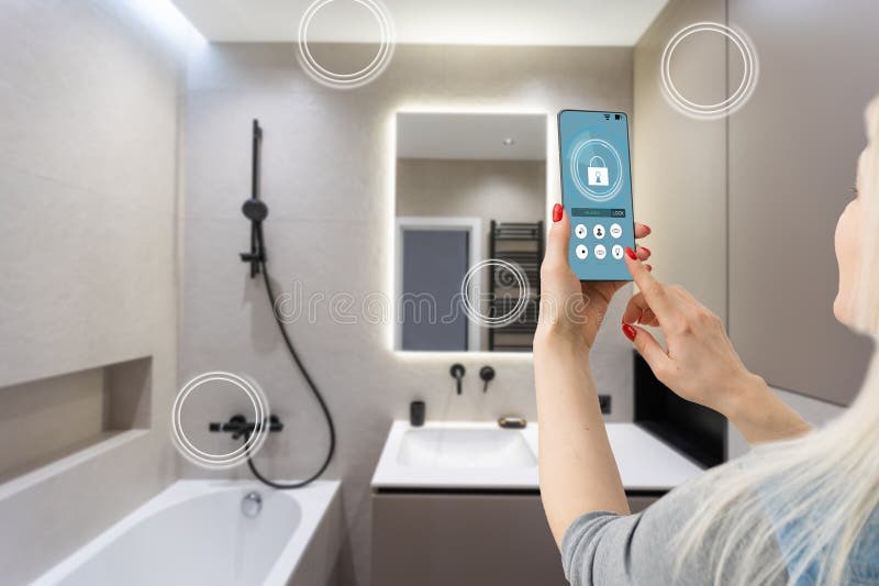 Smart Home Technology, IoT Internet of Things Interface on Smartphone ...