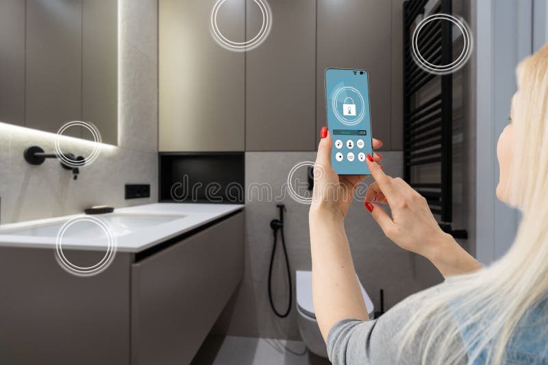 Smart Home Technology, IoT Internet of Things Interface on Smartphone ...