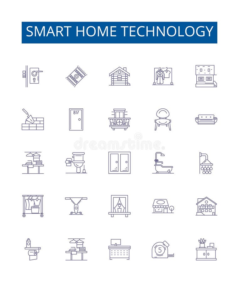 Smart Home Technology Line Icons Signs Set. Design Collection of Smart ...