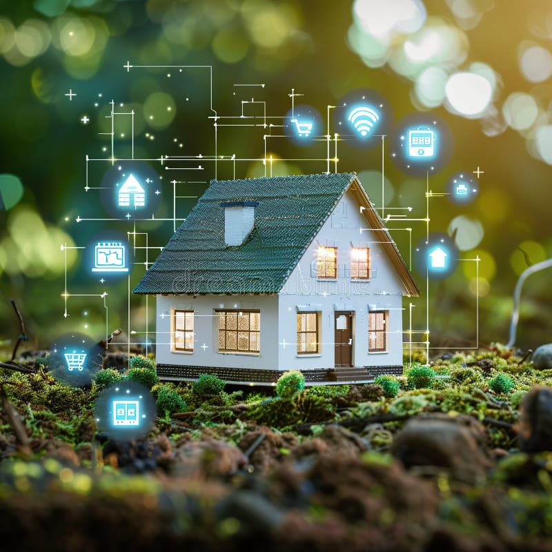 Smart Home Technology, Miniature House Model in Nature, IoT Concept ...
