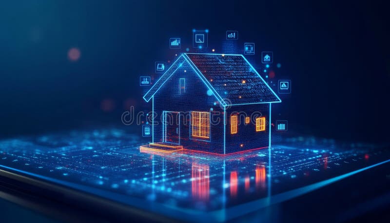 Smart Home Technology Mobile Phone Displaying Connected Devices for ...