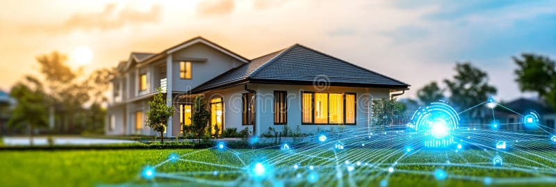 Smart Home Technology in a Modern House Stock Illustration ...