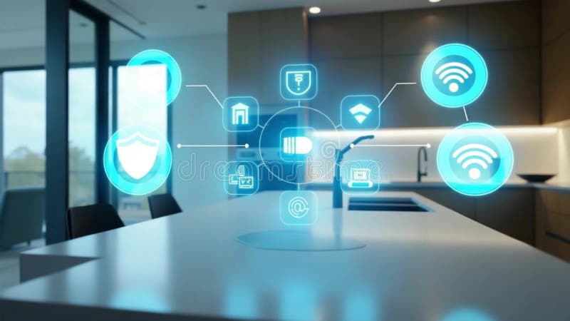 Smart Home Technology: Modern Kitchen with IoT Interface Stock Footage ...