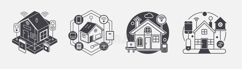 Smart Home Technology Simple Layout Design with House Devices Internet ...