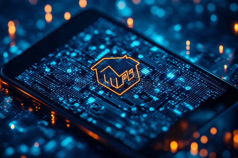 Smart Home Technology Synced with Mobile Devices Stock Image - Image of ...