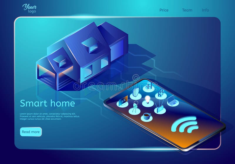 Smart Home System Web Page Template. Abstract Design Concept.Isometric ...