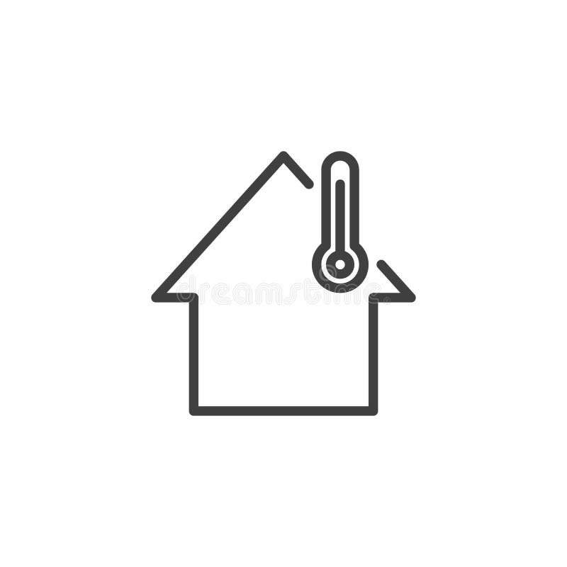 Smart Home Temperature Control Line Icon Stock Vector - Illustration of ...