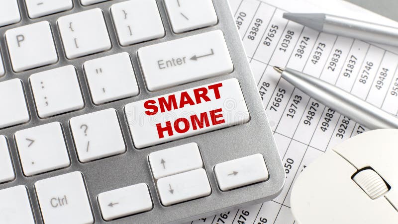 SMART HOME Text on a Keyboard Wirh Chart and Pencil Stock Photo - Image ...