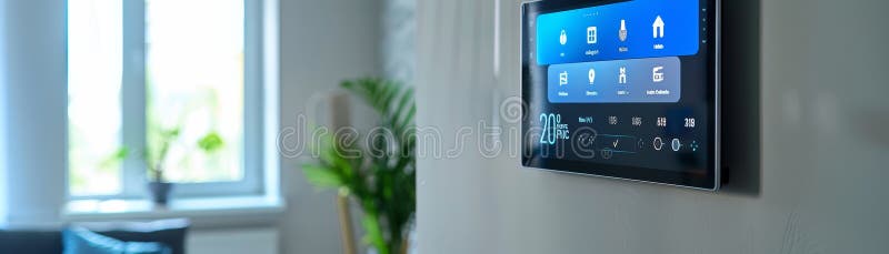 Smart Home Thermostat Control Panel Stock Illustration - Illustration ...