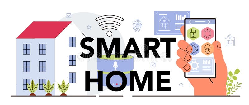 Smart Home Typographic Header. Idea of Wireless Technology Stock Vector ...