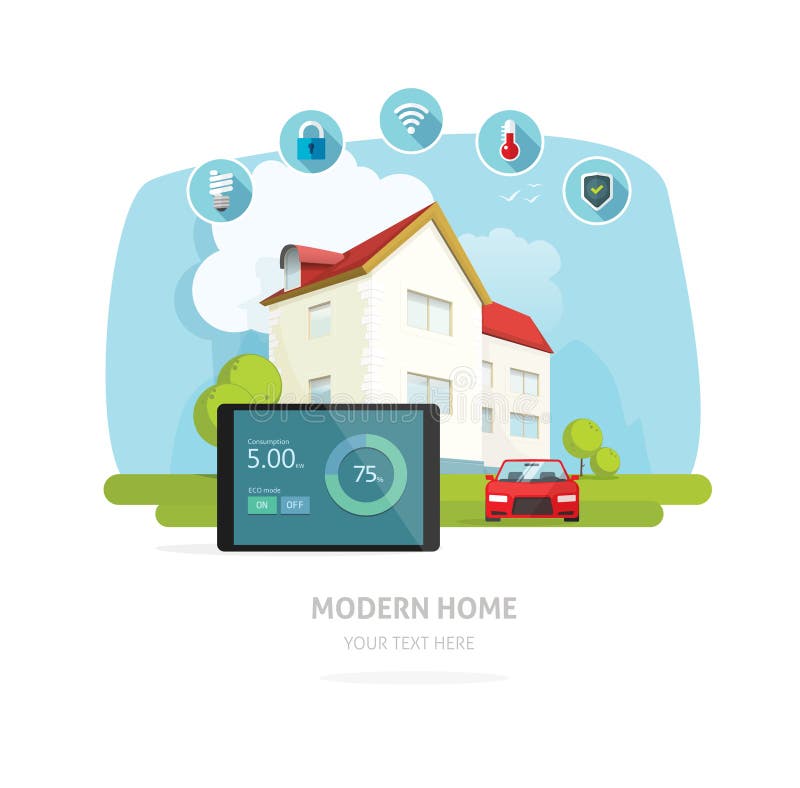 Smart Home Vector Illustration, Flat House Technology Stock Vector ...