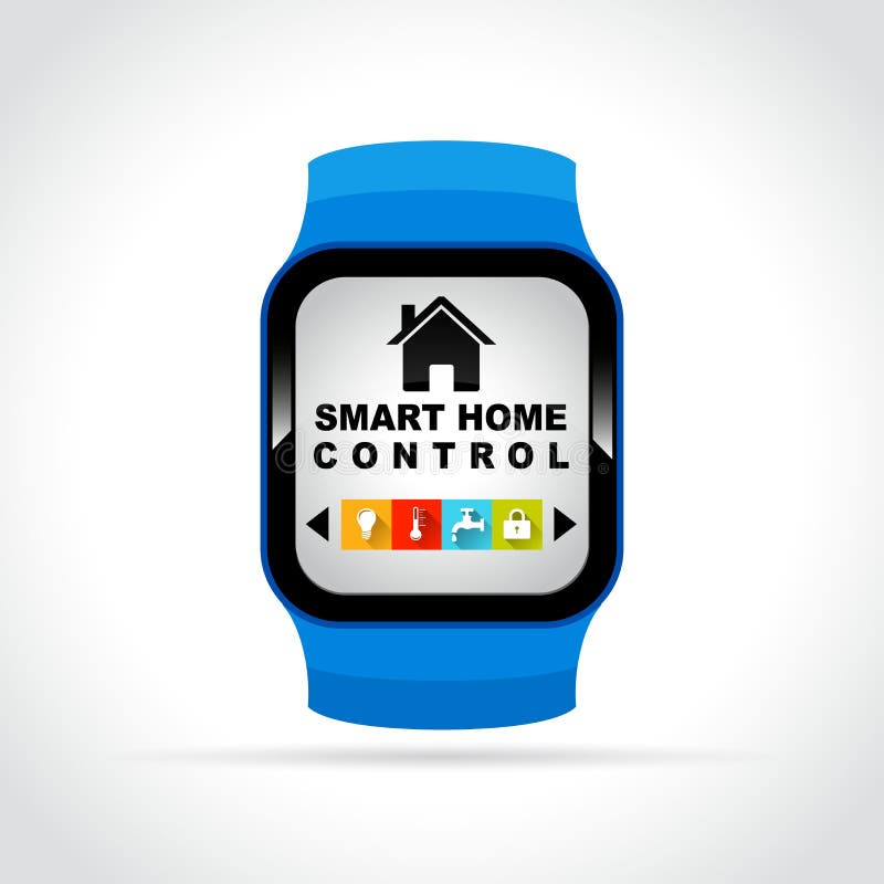 Smart Home Watch Control on White Background Stock Vector ...