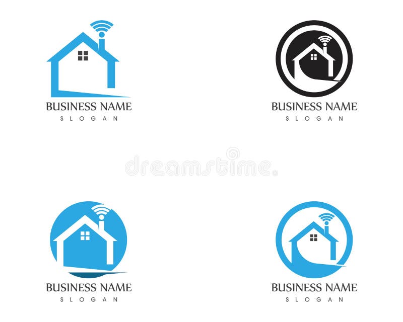 Smart Home with Wireless Logo Vector Stock Vector - Illustration of ...