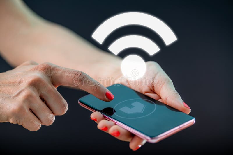 Smart Home. Woman Controlling Smart Home, Using an App on Her ...