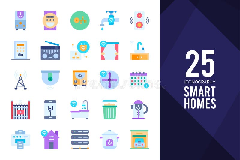 25 Smart Homes Flat Icon Pack. Vector Illustration Stock Vector ...