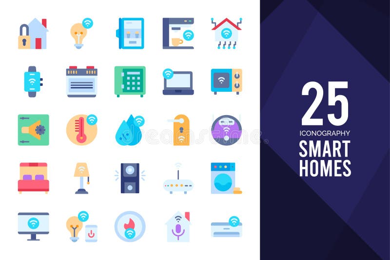 25 Smart Homes Flat Icon Pack. Vector Illustration Stock Vector ...