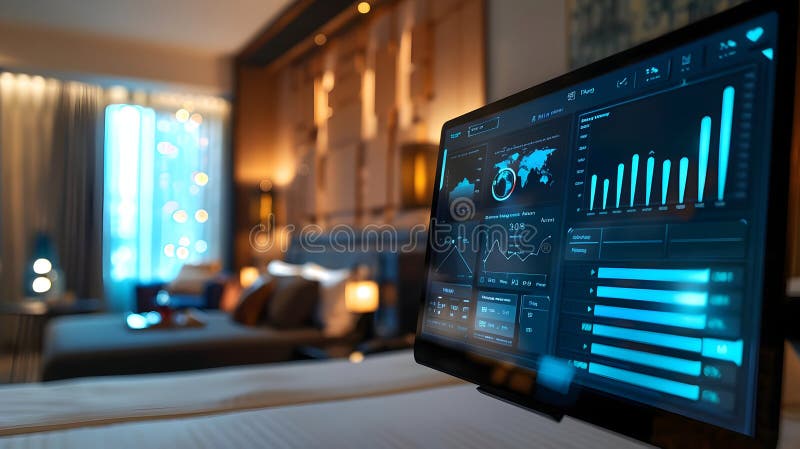 Smart Hotel Management Dashboard, Modern Hotel in a Metropolis Stock ...