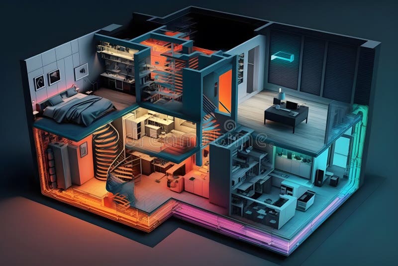 Smart House Abstract Concept. Neural Network AI Generated Stock ...