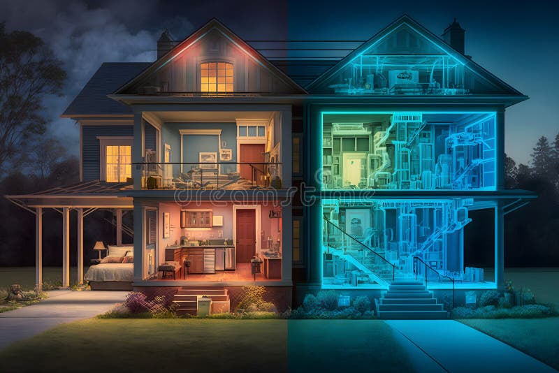 Smart House Abstract Concept. Neural Network AI Generated Stock ...