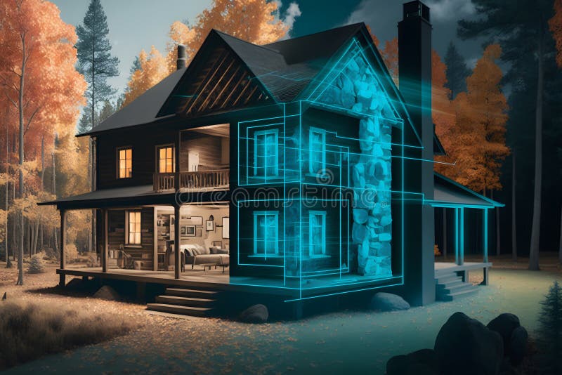 Smart House Abstract Concept. Neural Network AI Generated Stock ...