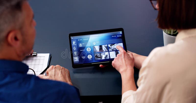 Smart House CCTV Security Camera App Stock Photo - Image of person ...