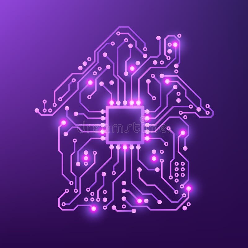 Smart House Concept. Circuit Home and CPU. Vector Illustration Stock ... Smart House Concept. Circuit Home and CPU. Vector Illustration Stock ...