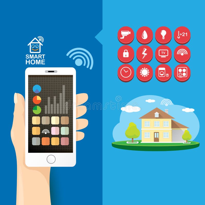 Smart House Control Vector Concept Illustration. Stock Vector ...