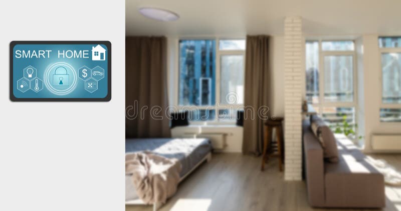Smart House Device Illustration with App Icons Stock Illustration ...