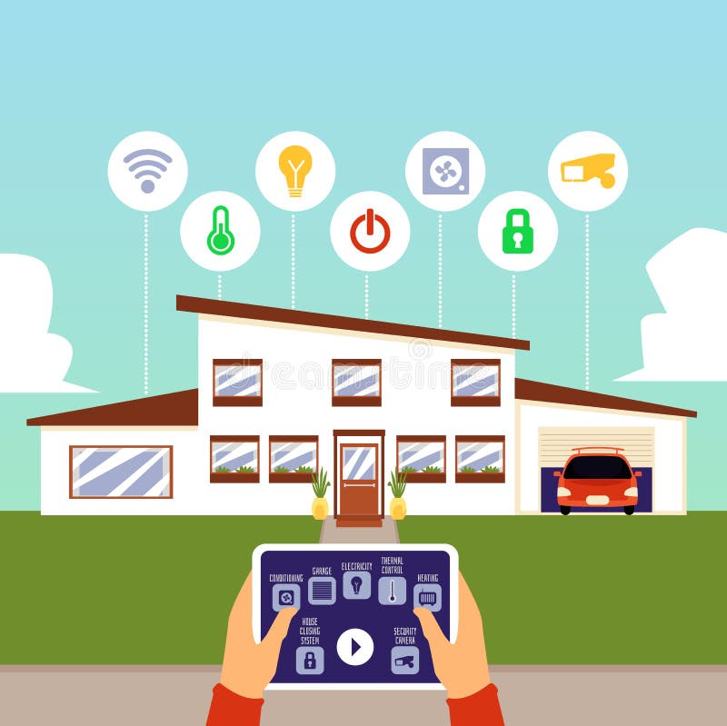 Smart House Appliances, Energy and Security, Flat Vector Illustration ...