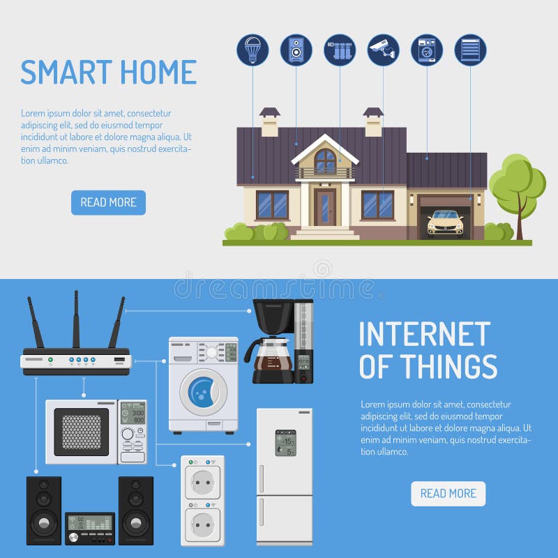 Smart House and Internet of Things Banners Stock Vector - Illustration ...