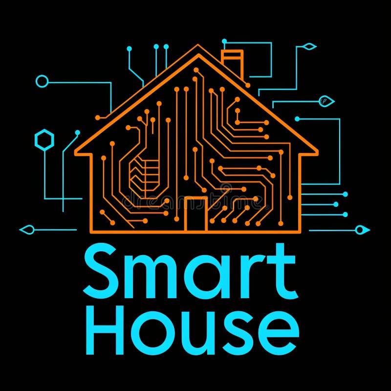 Smart House Logo . Electronics Chip Control Home Icon Stock ...