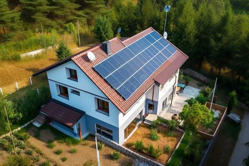 Smart House, the Roof of the House from Solar Panels. Stock ...