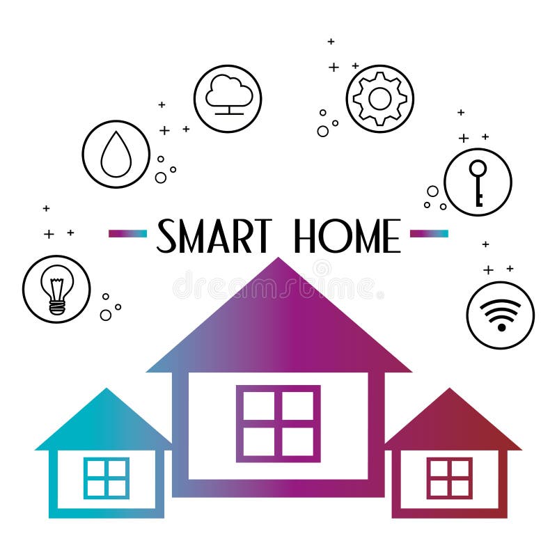 Smart House with Set Services Icons Stock Vector - Illustration of ...