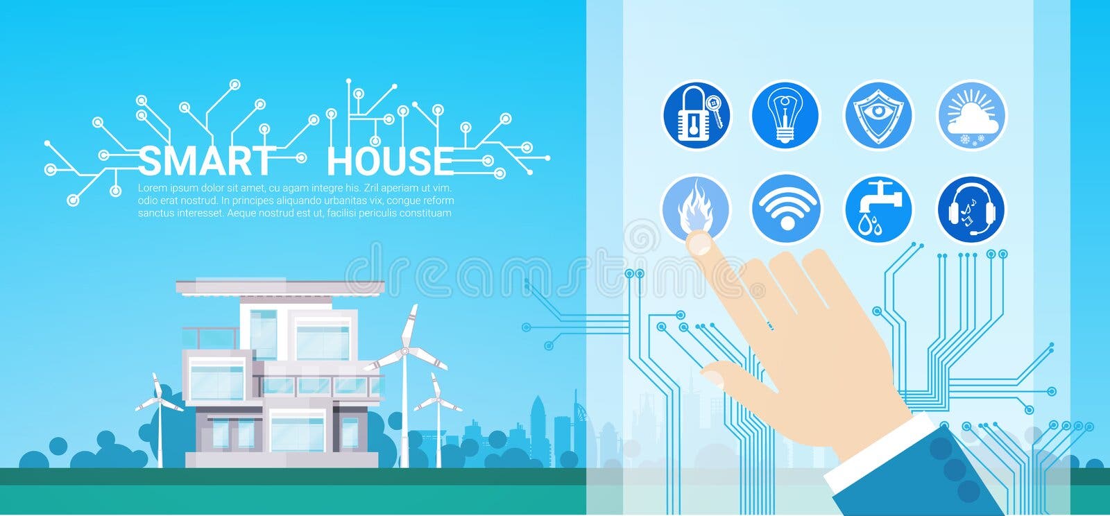 Smart House Technology Control System Icon Infographic with Copy Space ...