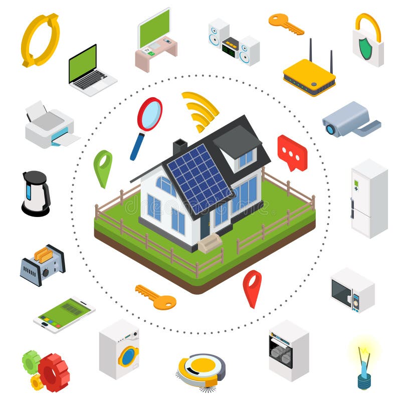 Smart House Technology System with Centralized Control. Stock Vector ...