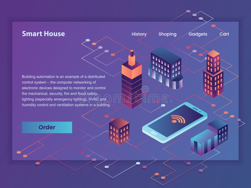 Smart House Vector First Screen Illustration Web Stock Vector ...