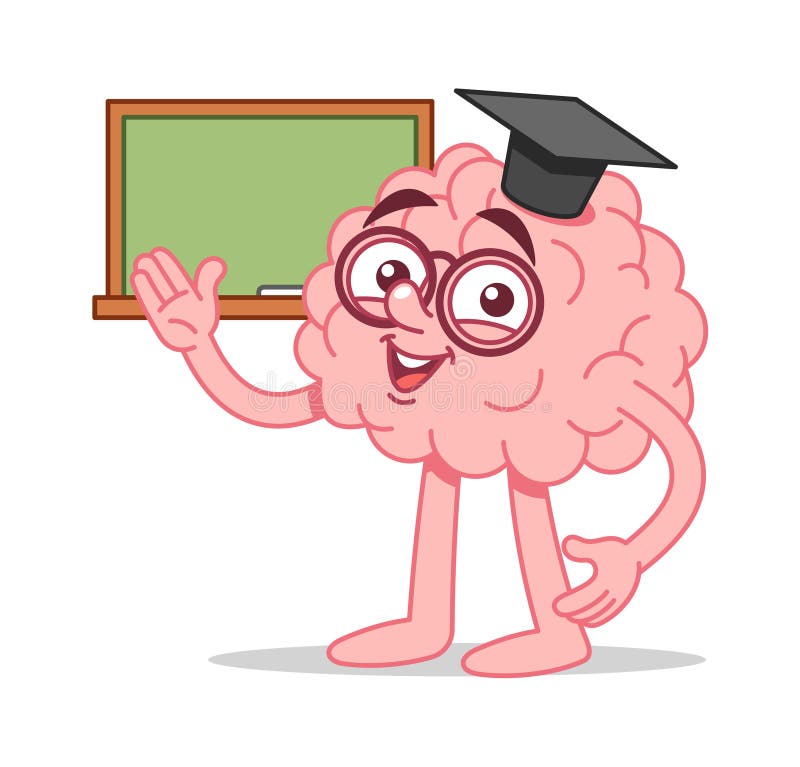 Smart Human Brain Character Teaching Stock Vector - Illustration of ...