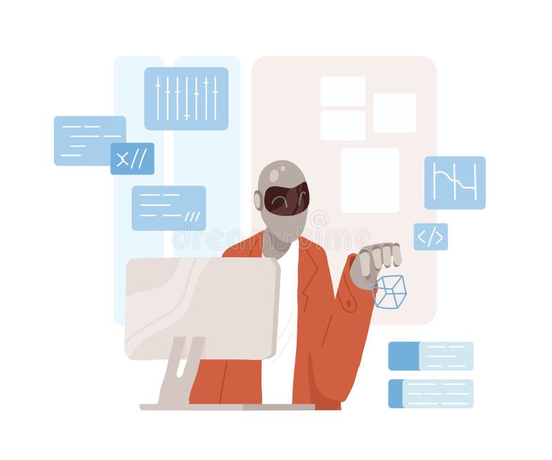 Smart Humanoid Robot Works at Computer with a Virtual Interface in ...