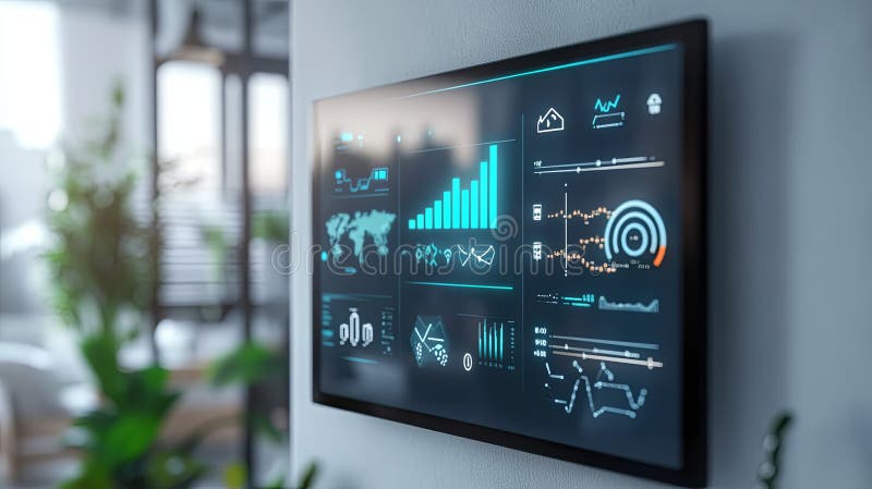 Smart HVAC System with Efficiency Analytics Screen . Stock Illustration ...