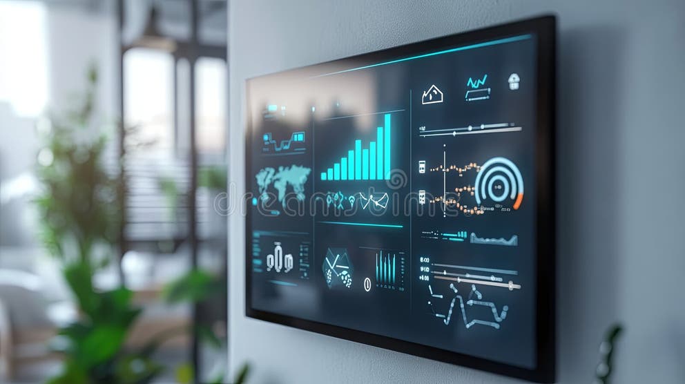 Smart HVAC System with Efficiency Analytics Screen . Stock Illustration ...