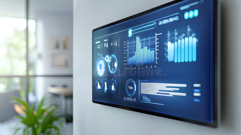 Smart HVAC System with Efficiency Analytics Screen . Stock Illustration ...