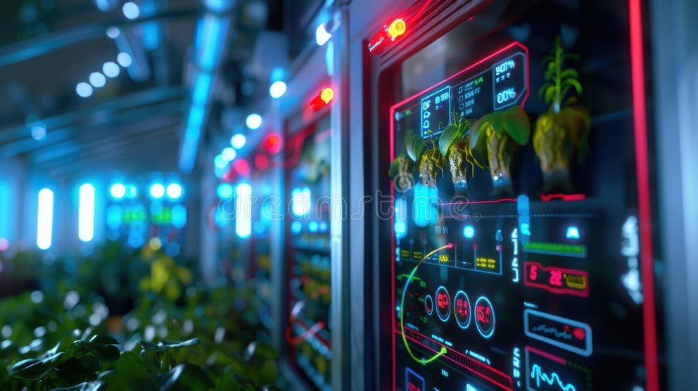 Smart Hydroponic System Control Panel Displaying PH, Nutrient Balance ...