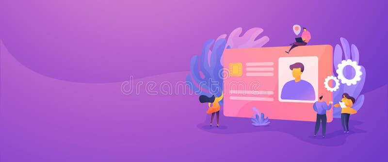 Smart ID Card Web Banner Concept. Stock Vector - Illustration of pass ...