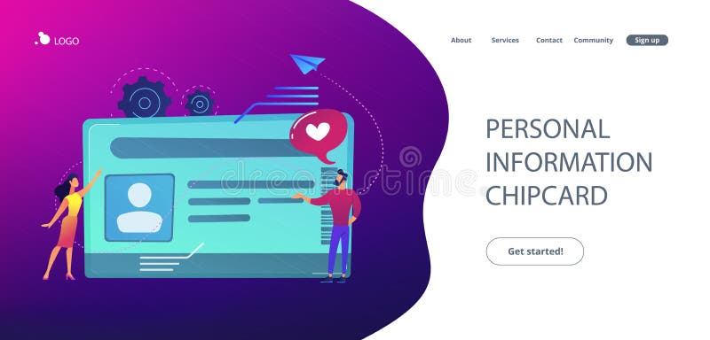 Smart ID Cardconcept Landing Page. Stock Vector - Illustration of ...