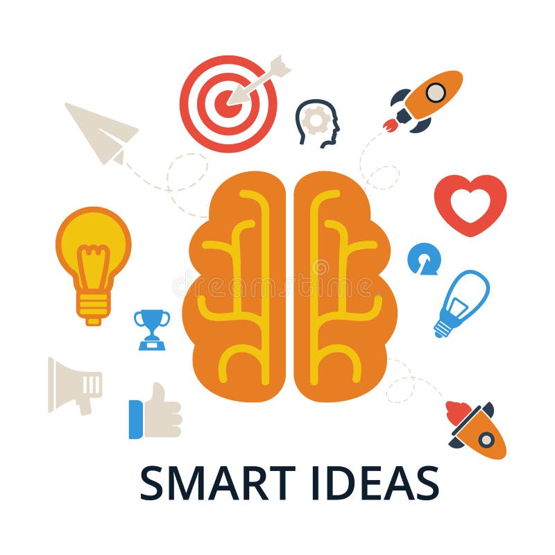 Smart, Ideas. Brain, Creation and Idea Icons and Elements Stock Vector ...