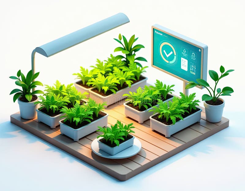 Smart Indoor Gardening System Stock Illustration - Illustration of ...