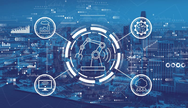 Smart Industry Concept with Person Using Smartphone Stock Photo - Image ...